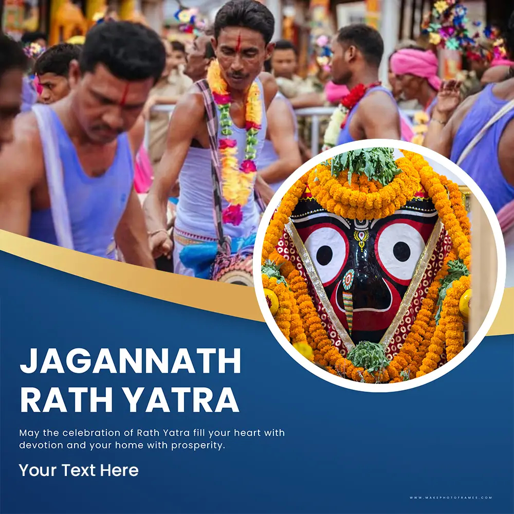 Jaganath Rath Yatra wishes photo frame with custom name edit
