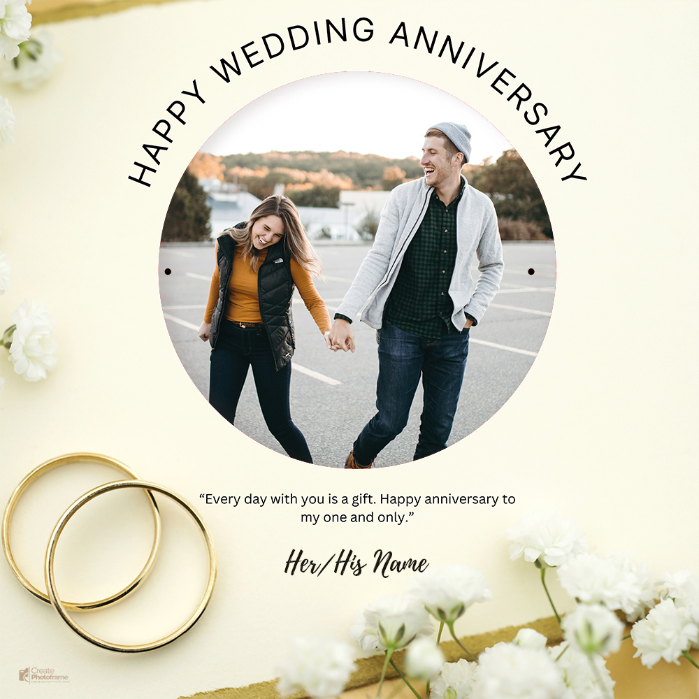 Create Marriage Anniversary Card With Couple's Name And Photo