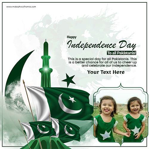Pakistan Independence Day wishes photo frame with custom name edit