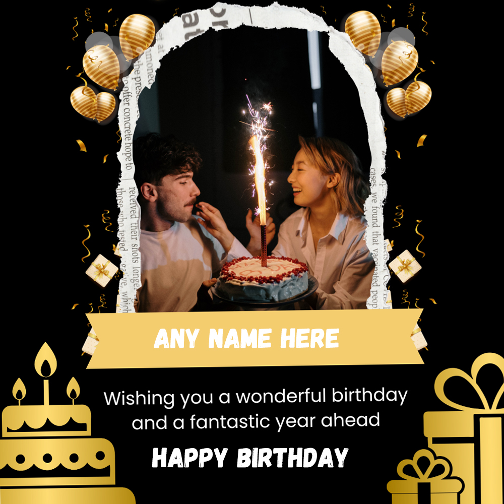 Happy Birthday Wishes Card With Custom Name And Photo Editing