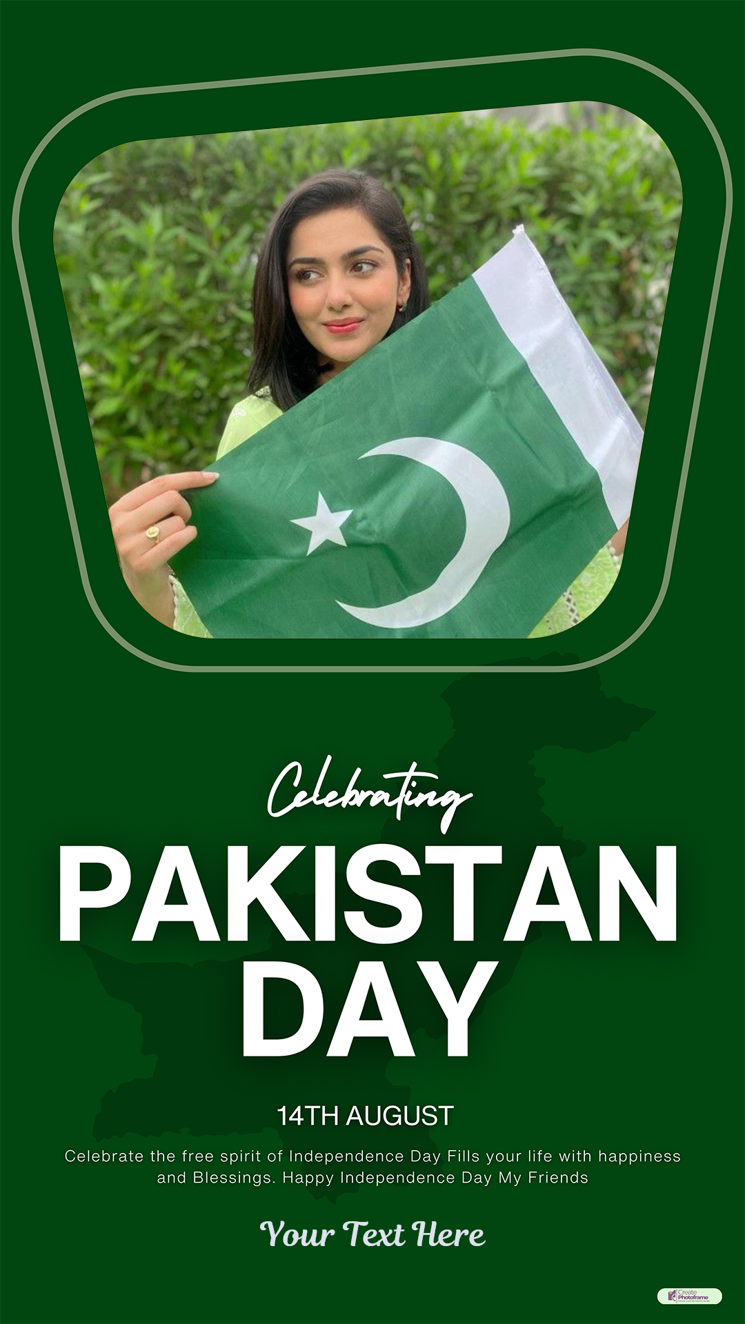 Happy Independence Day Pakistan 14 August Frame Maker With Name